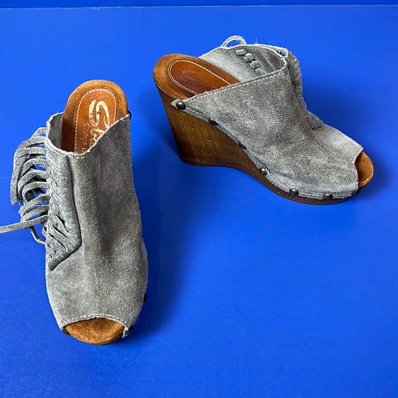 Sbicca | Shoes | Sbicc Vintage Collection Leather Fringed Platform ...